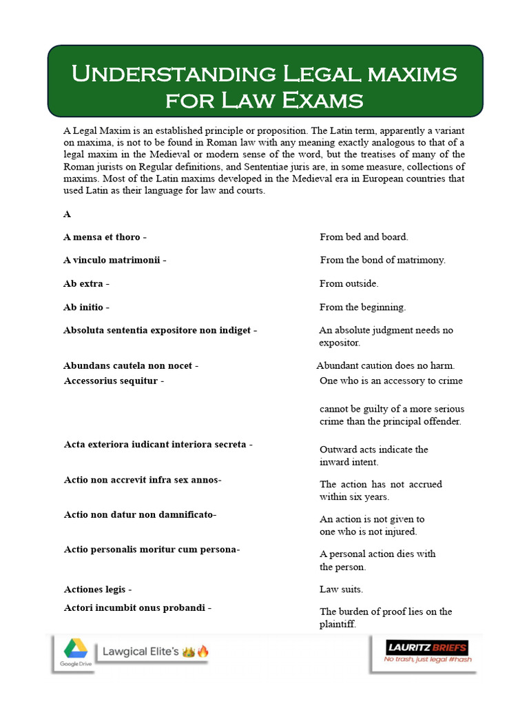 Legal Maxim | PDF | Common Law | Legal Concepts