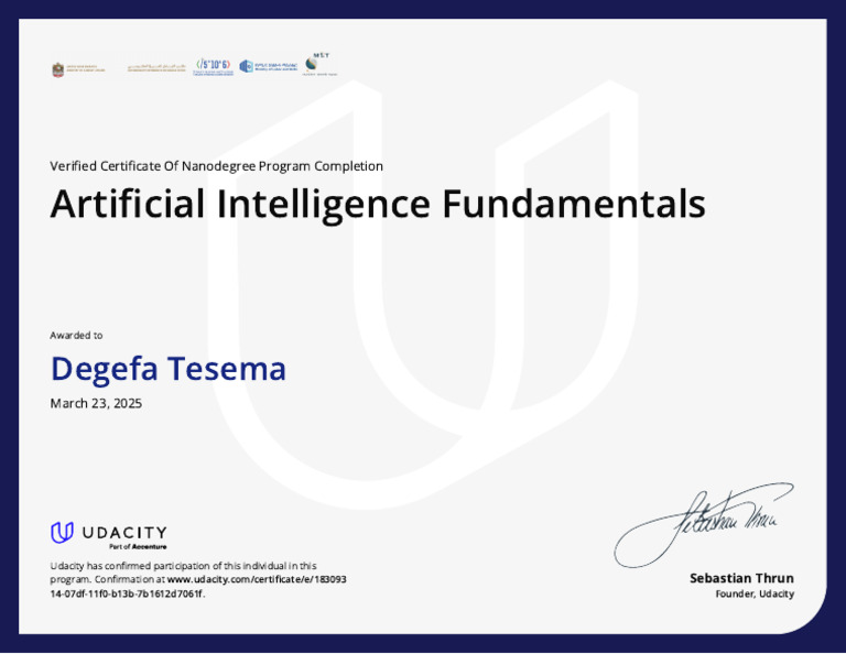 Artificial Intelligence Fundamentals: Degefa Tesema | PDF