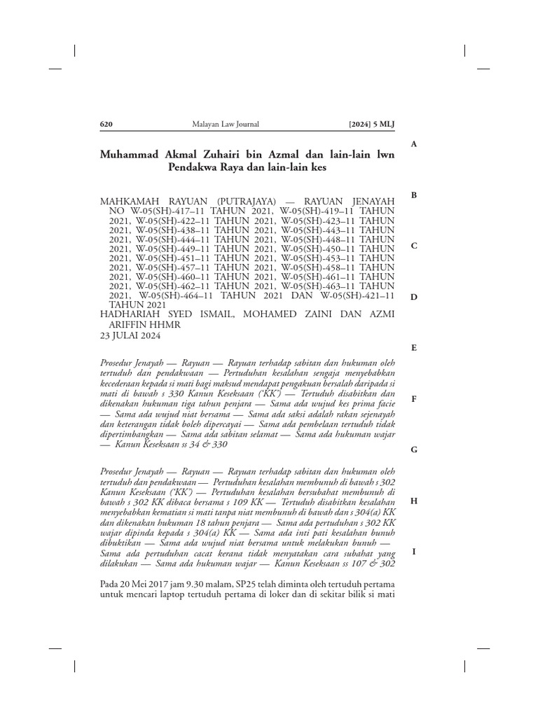 Muhammad Akmal Zuhairi Bin Azmal Dan Lain-Lain LWN Pendakwa Raya Dan Lain-Lain Kes | PDF