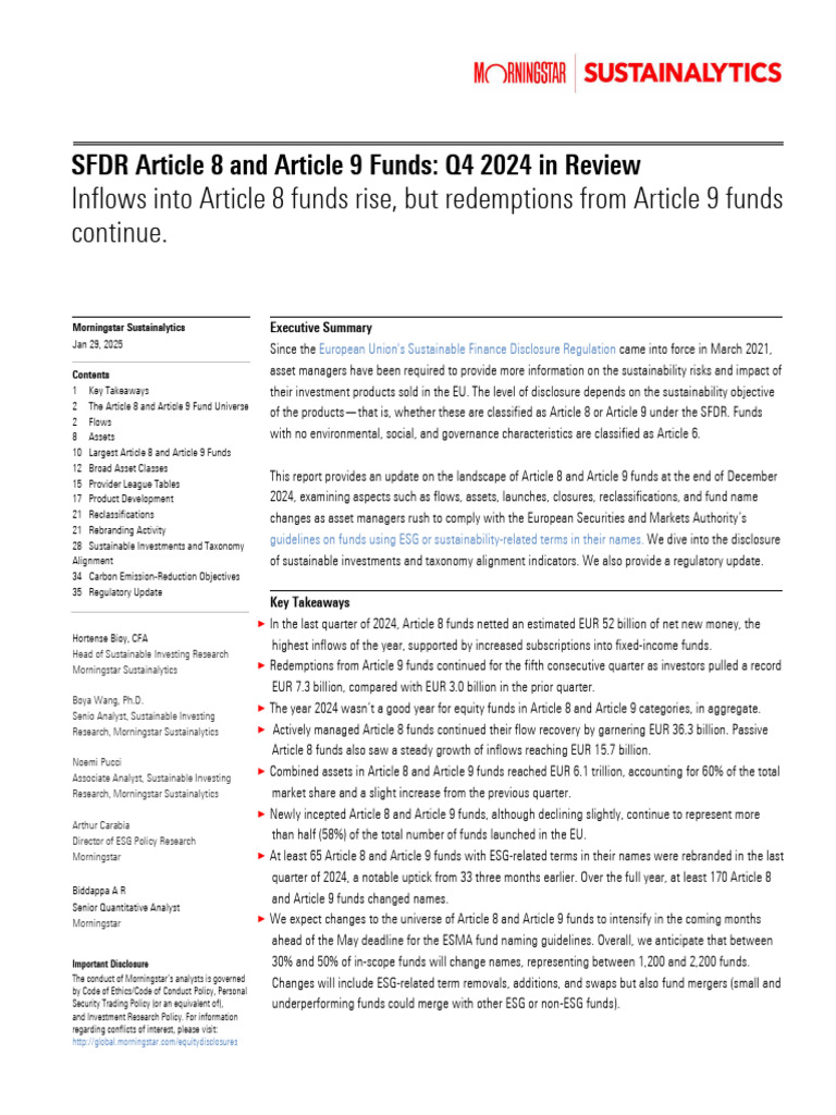 SFDR Article 8 and Article 9 Funds Q4 2024 | PDF | Exchange Traded Fund | Fixed Income