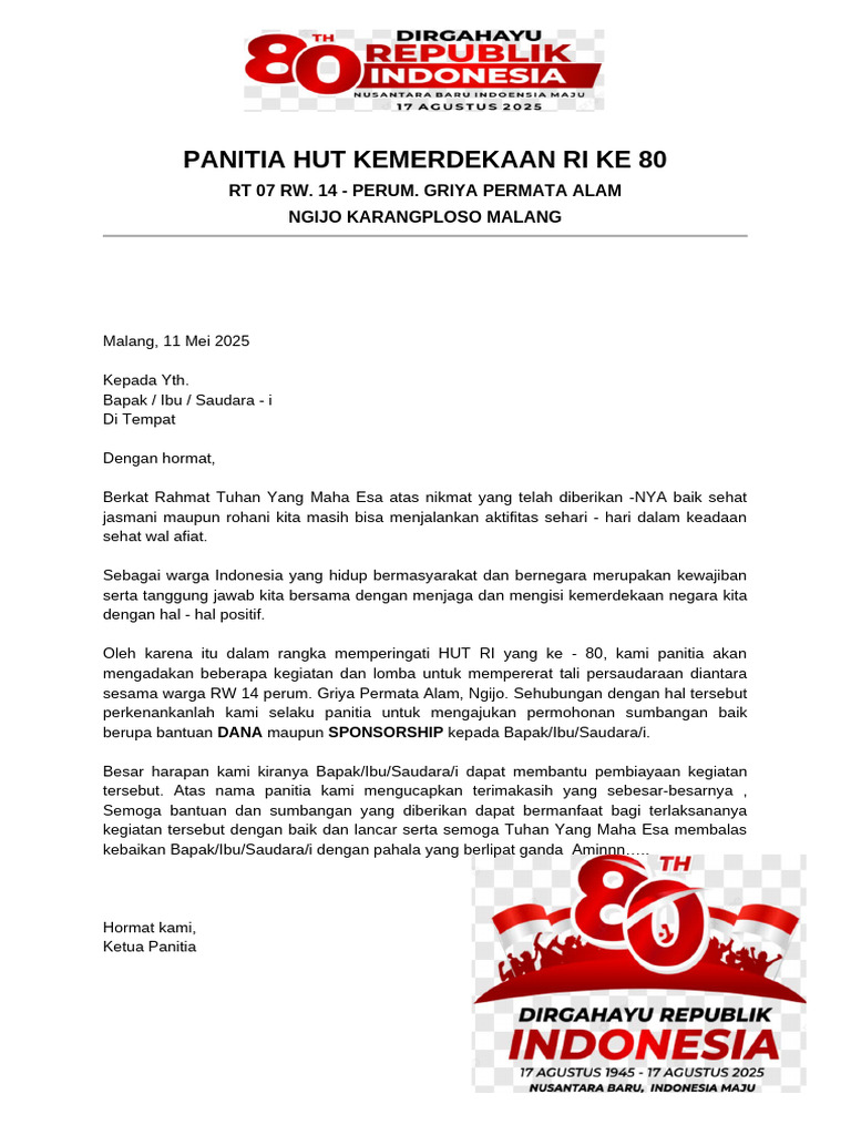 Proposal Kegiatan Agustusan 2025 | PDF