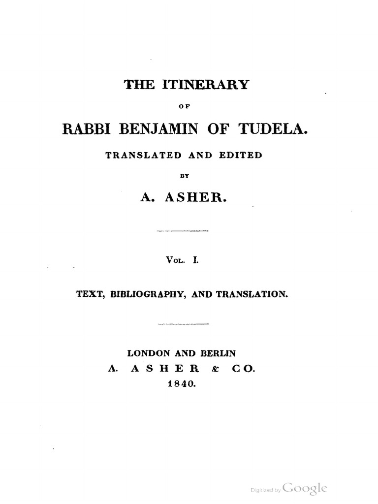 The Itinerary of Rabbi Benjamin of Tudela | PDF