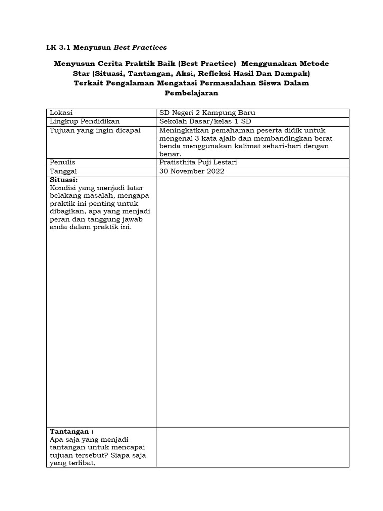 LK 3.1 Menyusun Best Practices PPL | PDF