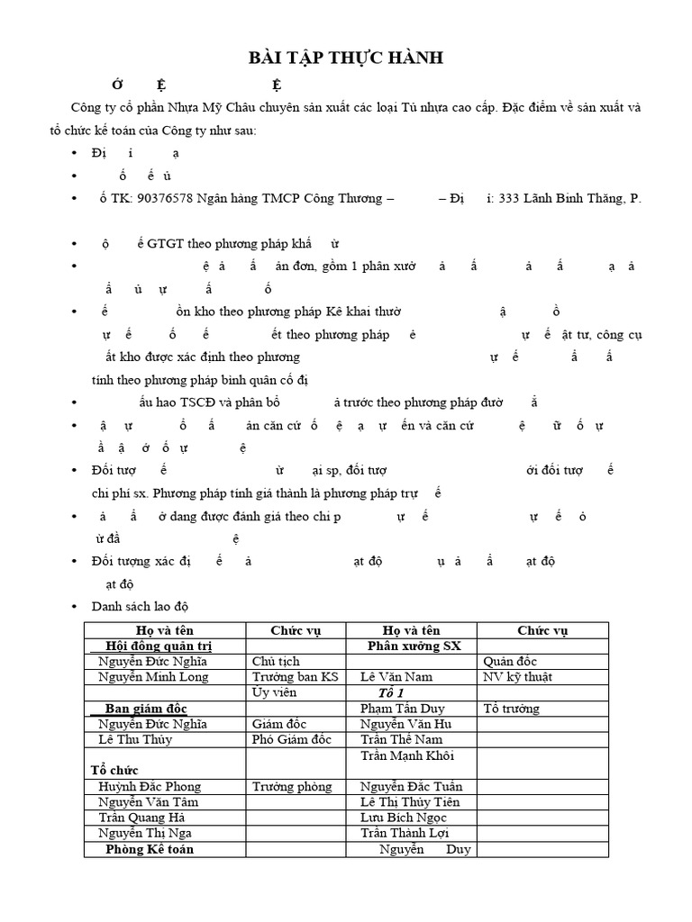 B CH NG T - Bai Tap Thuc Hanh - TCCTKT | PDF