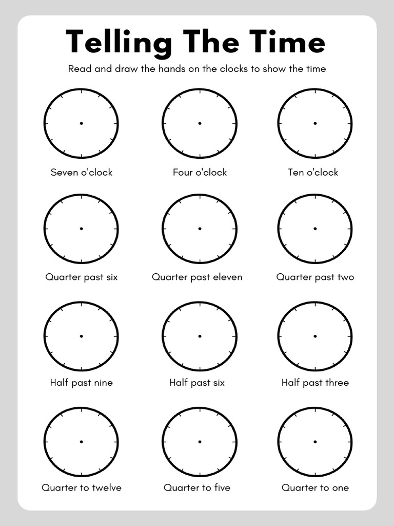 Light Blue Telling The Time Worksheet | PDF