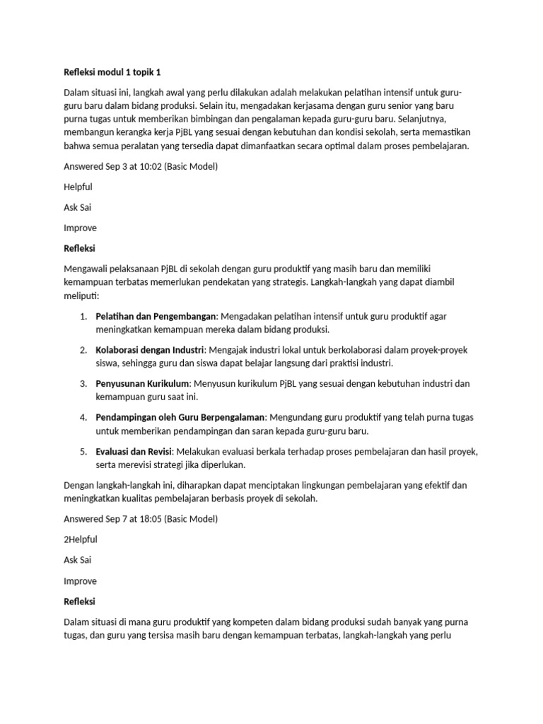 Refleksi Modul 1 Topik 1 | PDF