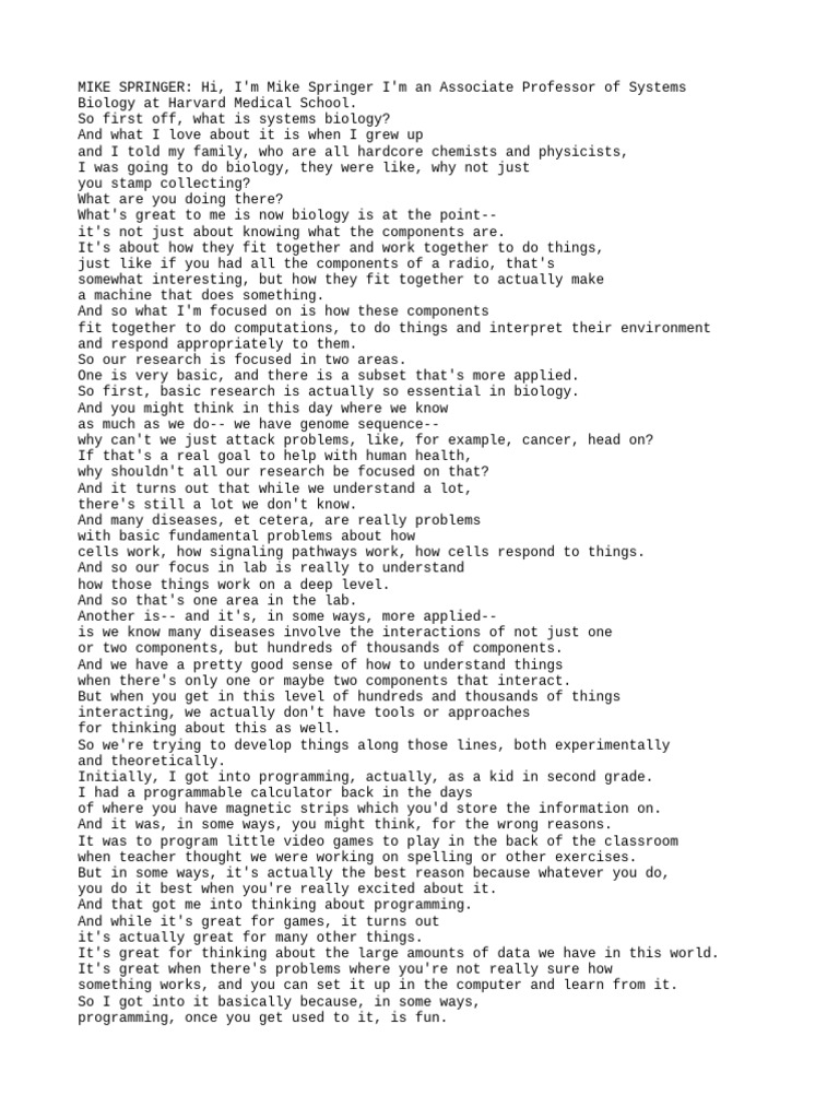 QMBIO - V1 - 0-1 - Intro - Meet The Professor - v1 - Edxmstr-En | PDF | Biology