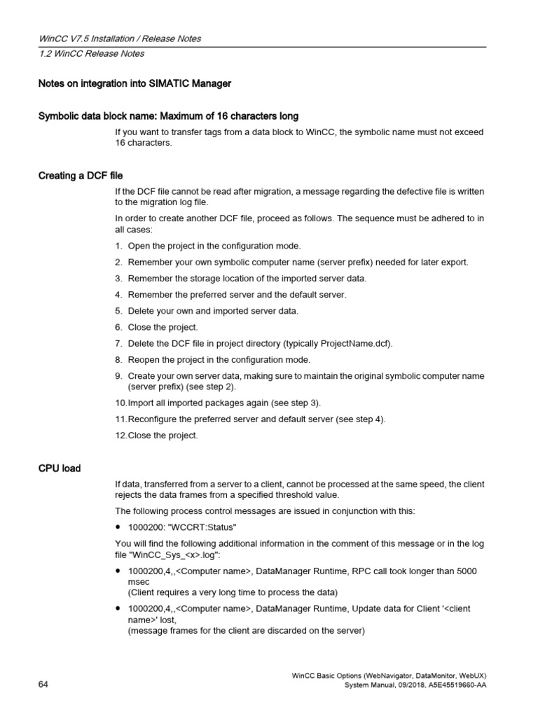 WinCC7.5 BasicOptions - PDF Page 64 | PDF | Server (Computing) | Computer File
