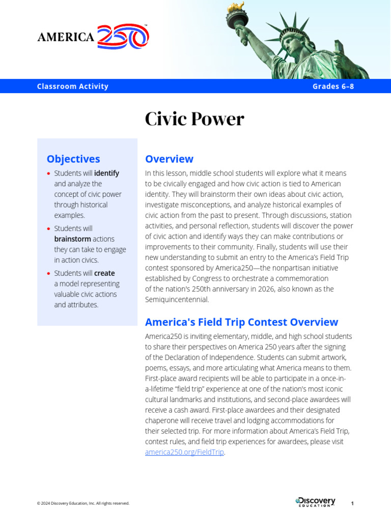Civic Engagement Activities for Grades 6-8 | PDF