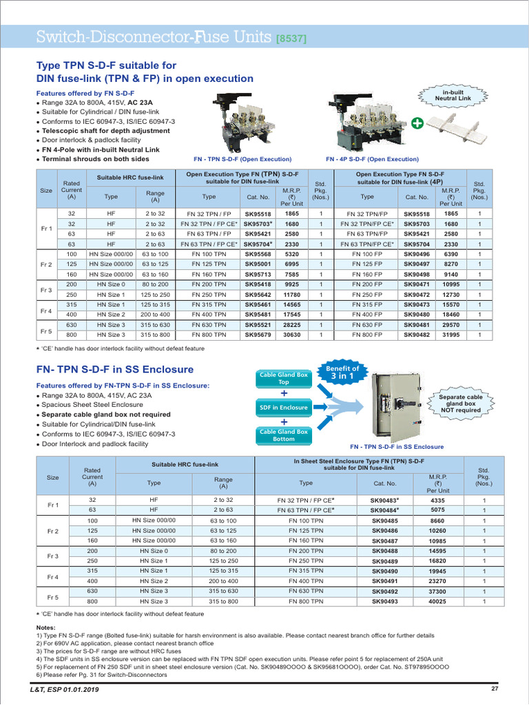 Switch-Disconnector-Fuse Units Overview | PDF