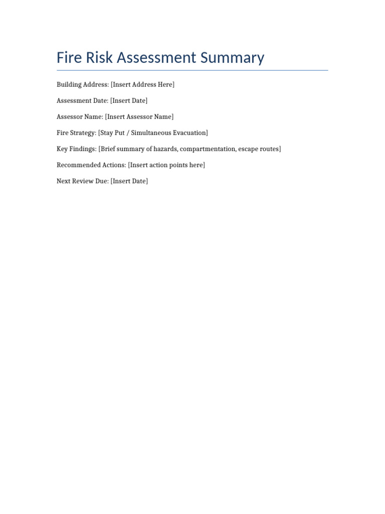 Fire Risk Assessment Overview | PDF