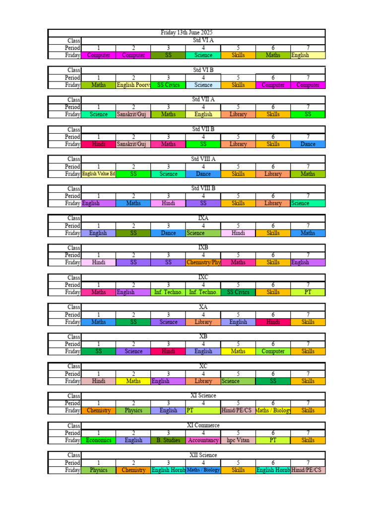 Morning TT - Friday 13th June - Classwise | PDF | Inquiry | Science