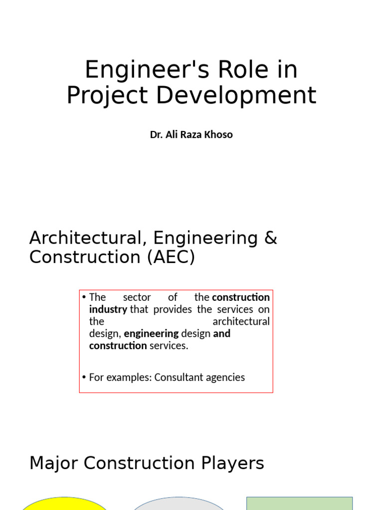 Lecture 10-Engineer's Role in Project Development | PDF | Architect