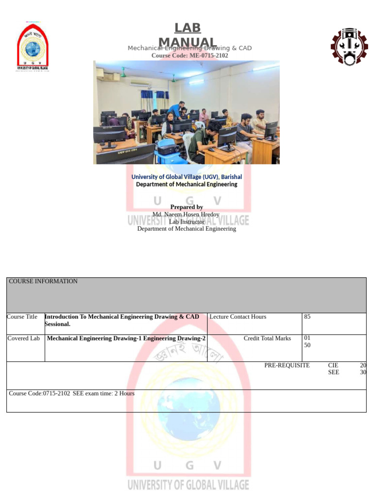 Introduction To Mechanical Engineering Drawing & CAD Sessional | PDF ...