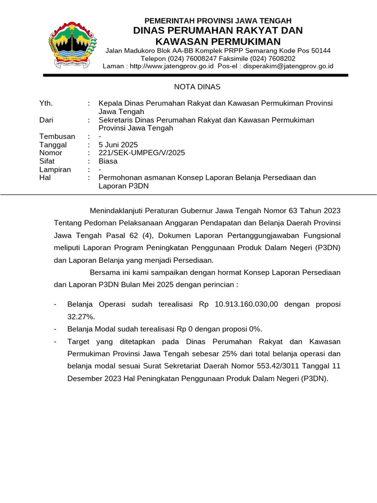 Template Nota Dinas p3dn | PDF