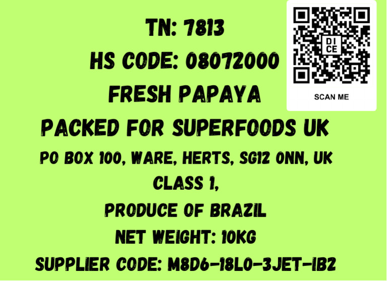 Papaya 10kg Label | PDF