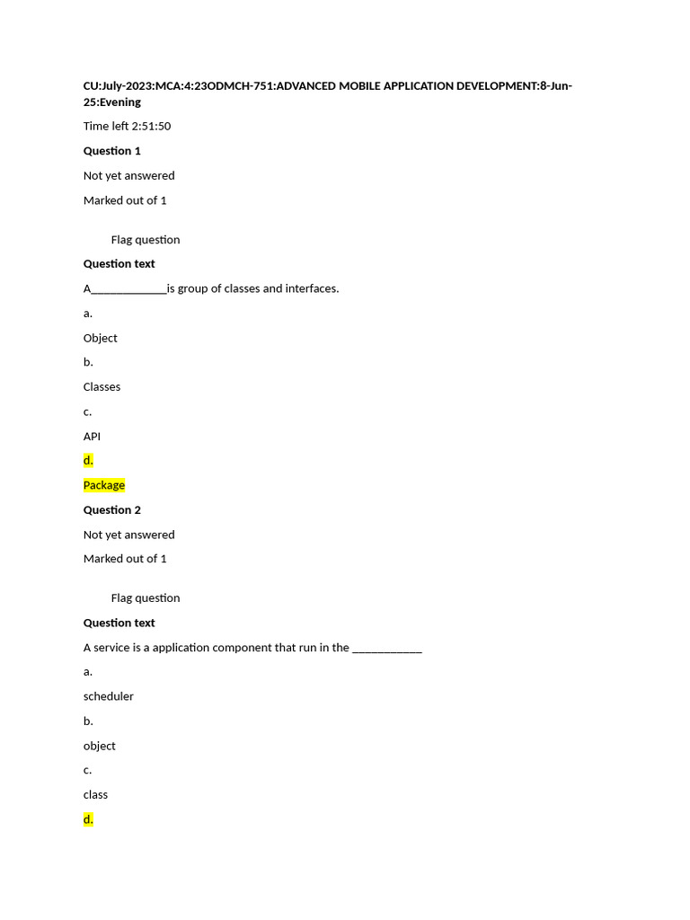 Cu - Exam Mobile Computing | PDF | Java (Programming Language ...