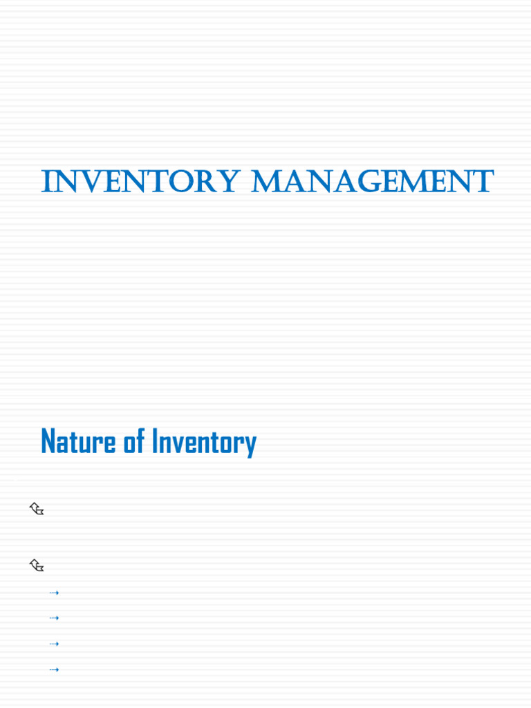 Inventory Management | PDF | Inventory | Lean Manufacturing