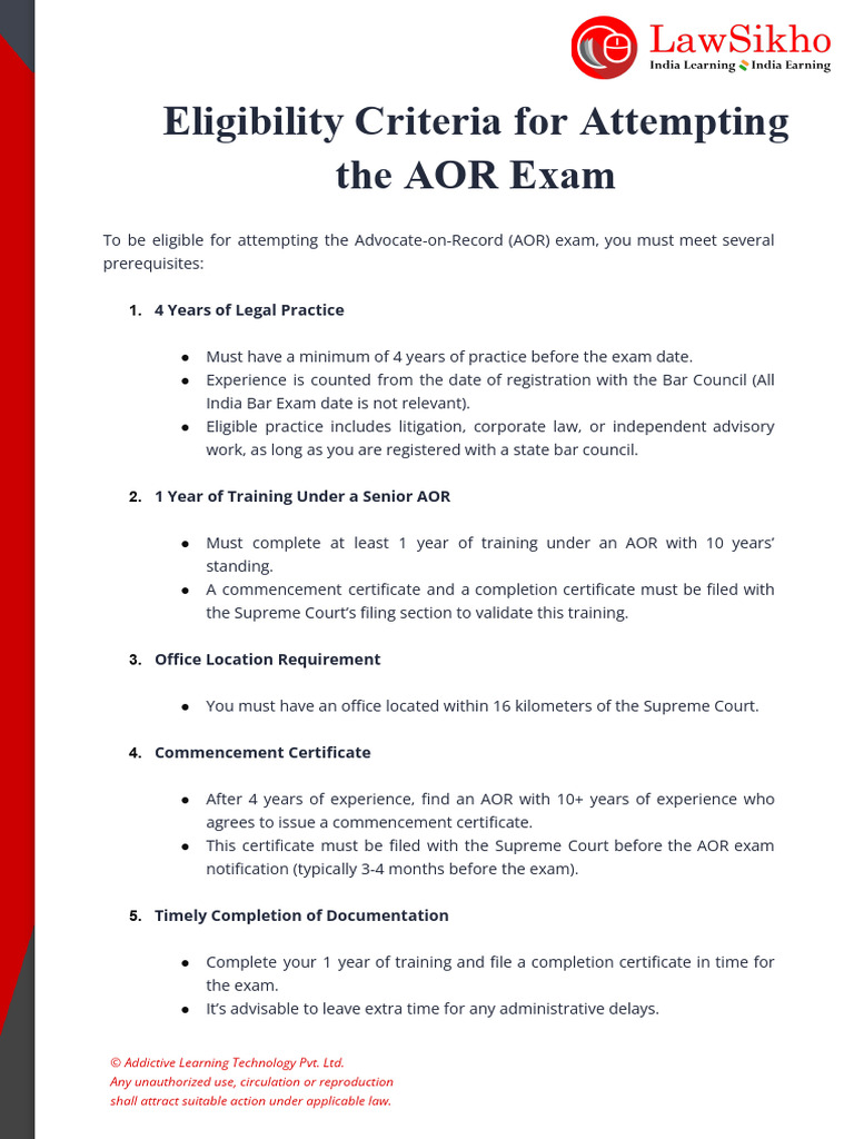 Eligibility Criteria For Attempting The AOR Exam | PDF | Justice ...