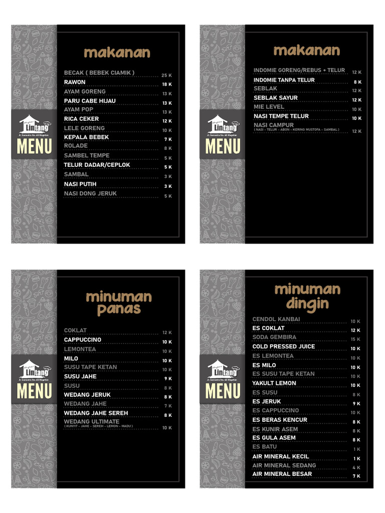 Menu Dapur Lintang 2025 | PDF