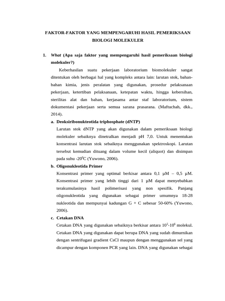 Kelompok 3_RPL Kelas A_Faktor Yang Mempengaruhi Hasil Pemeriksaan Biomol | PDF