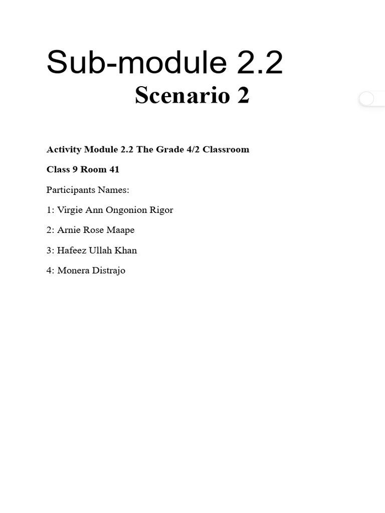 Scenario 2 - The Grade 4 - 2 Classroom | PDF | Learning | Behaviorism
