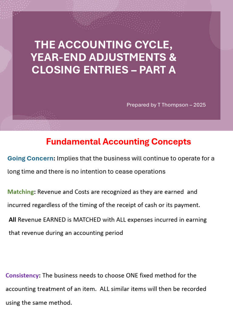 The Accounting Cycle, Year End Adjustments and Closing Entries - Part ...