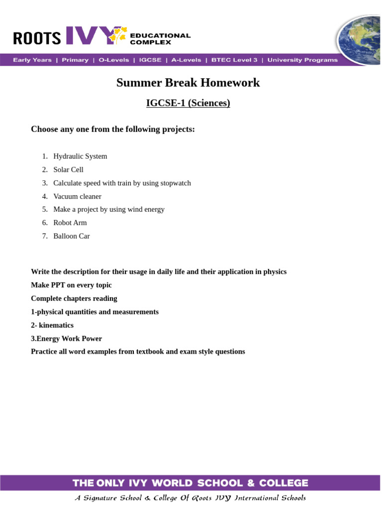 Science Summer Break Homework 2025 | PDF | Gases | Molecules