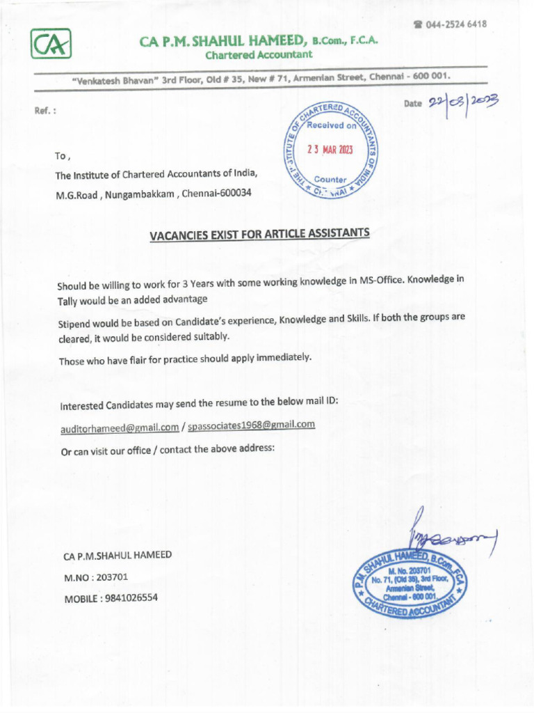 CA P.m.shahul Hameed | PDF