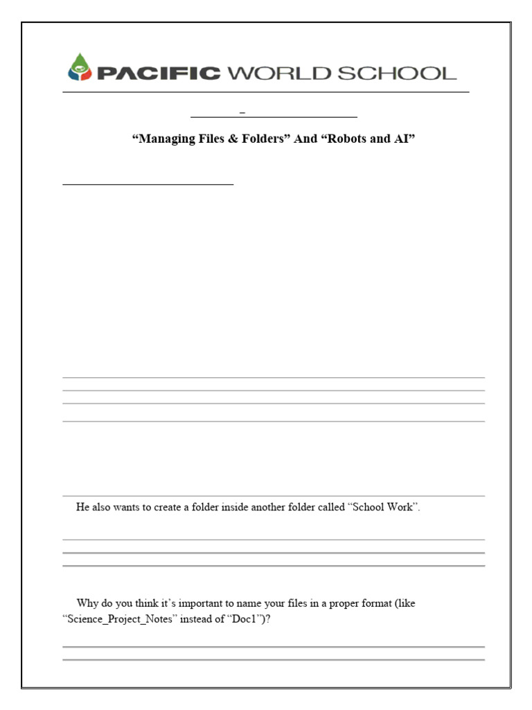 Computer Summer Holiday Homework Class 5 | PDF