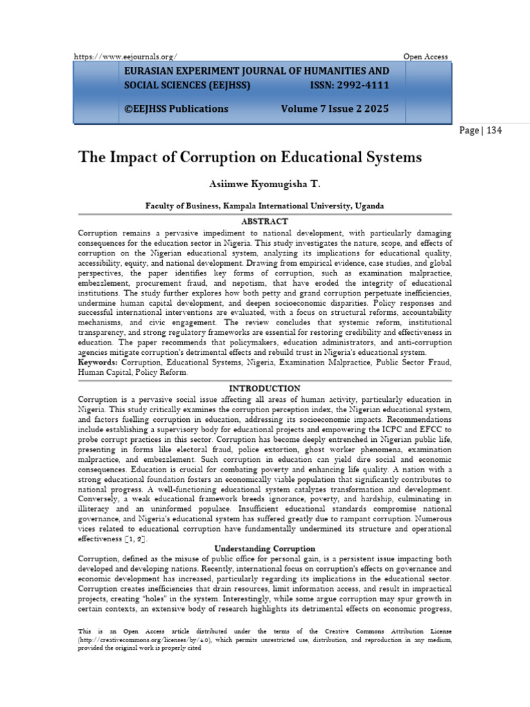 The Impact of Corruption On Educational Systems (WWW - Kiu.ac - Ug ...
