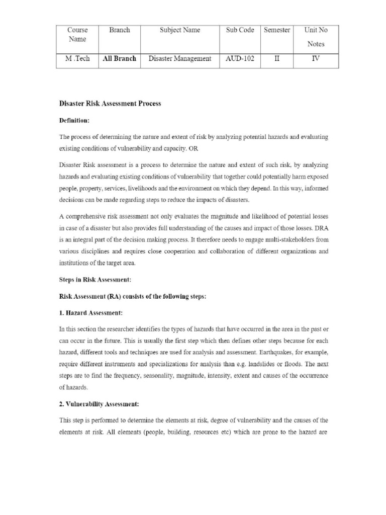 Disaster Management Notes 4 | PDF