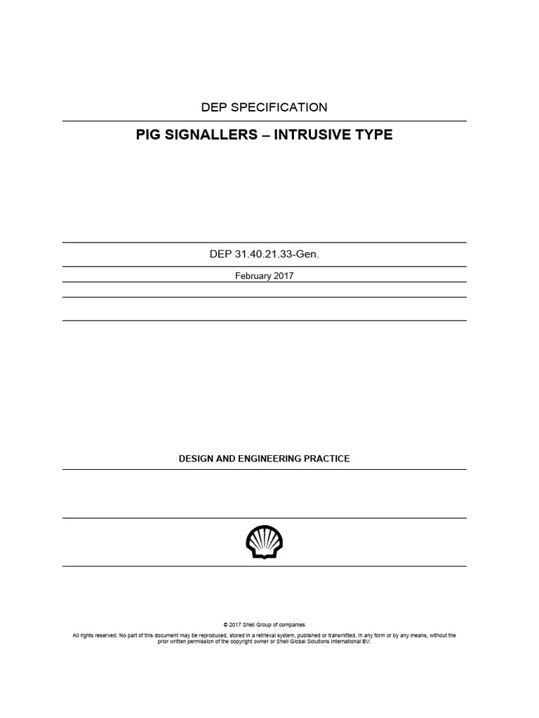 Intrusive Type Pig Signaller Specifications | PDF | Pipe (Fluid ...