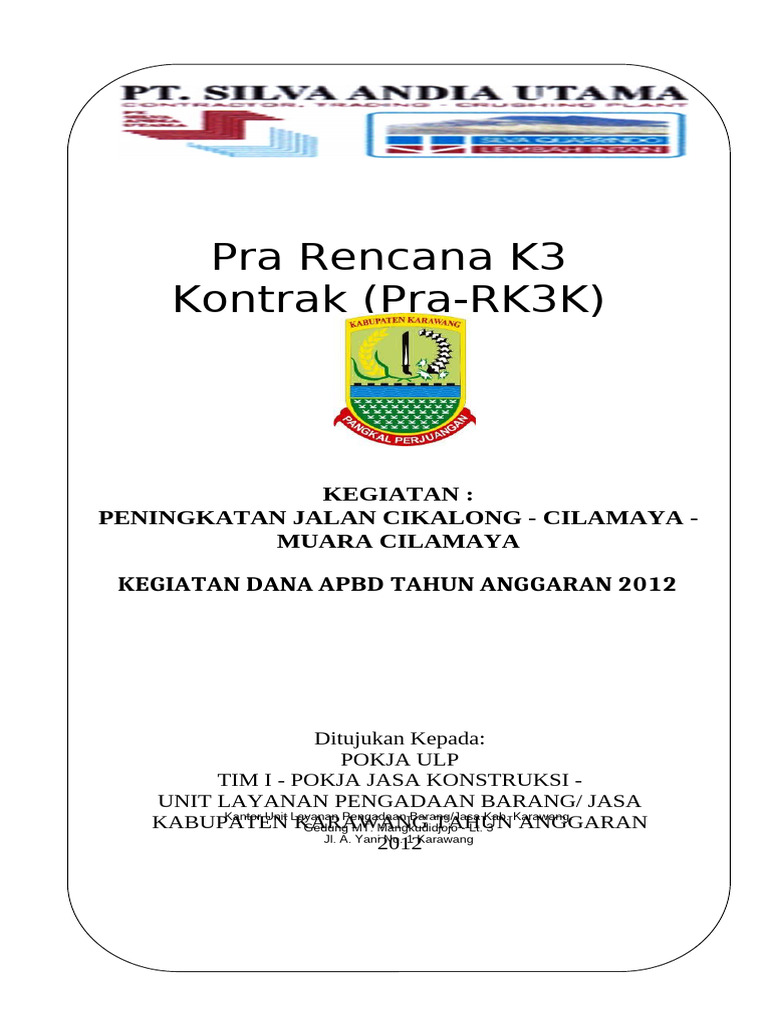Contoh Jadi Pra RK3K.peningkatan Jalan | PDF