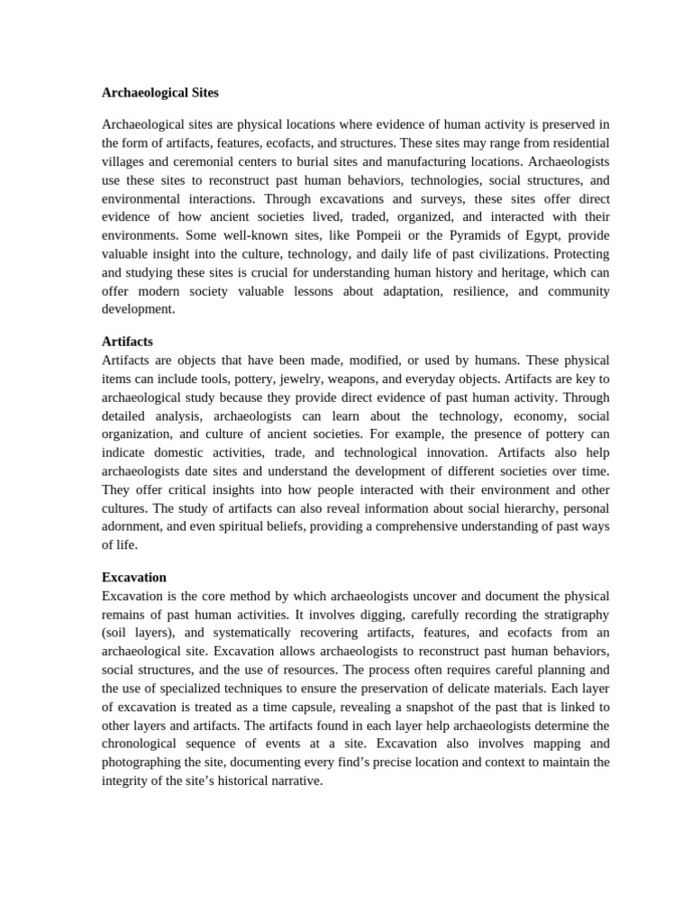 Understanding Archaeological Sites | PDF | Archaeology | Artifact ...