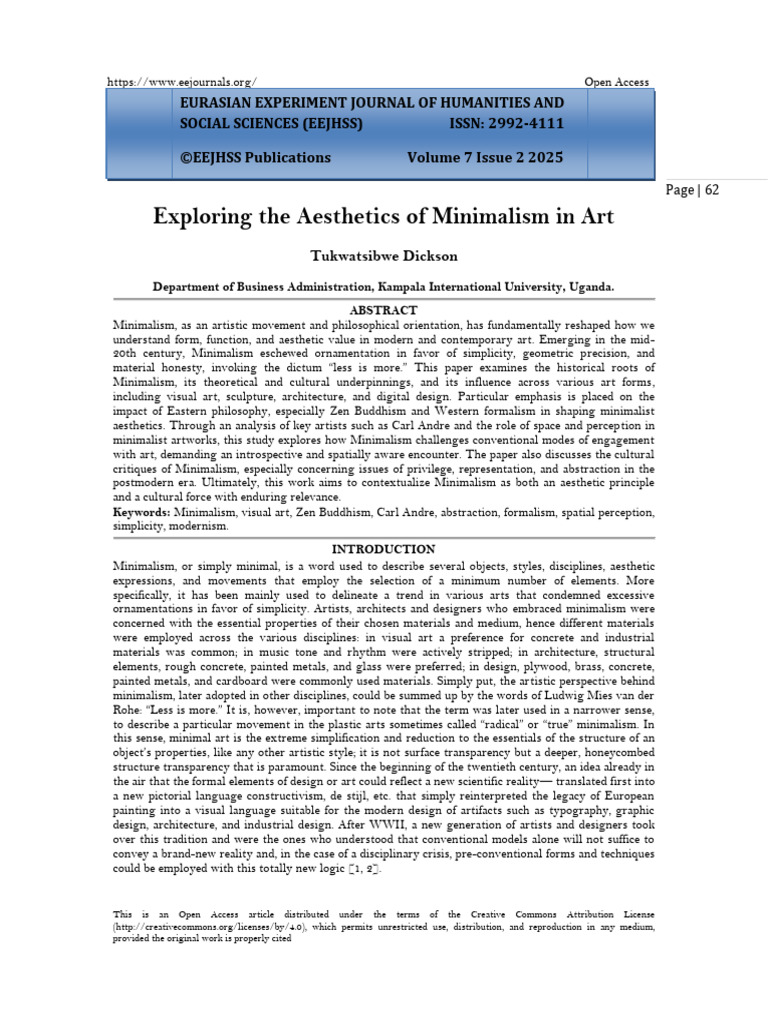 Exploring The Aesthetics of Minimalism in Art (WWW - Kiu.ac - Ug) | PDF ...
