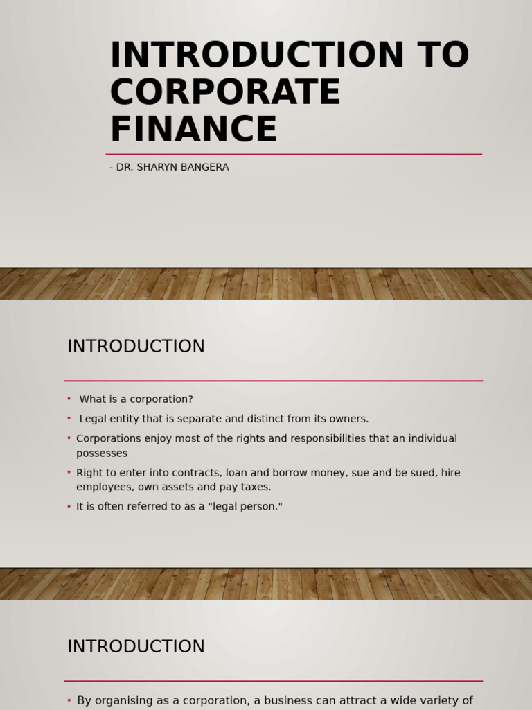 Introduction To Corporate Finance | PDF | Equity (Finance) | Investing
