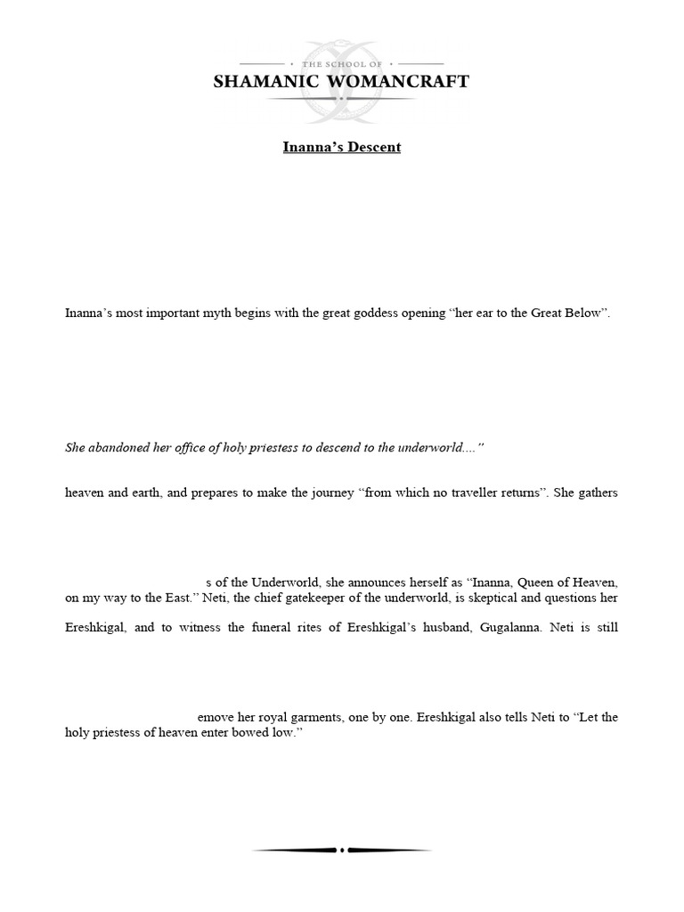 Inanna's Underworld Journey Explained | PDF | Ancient Near East ...