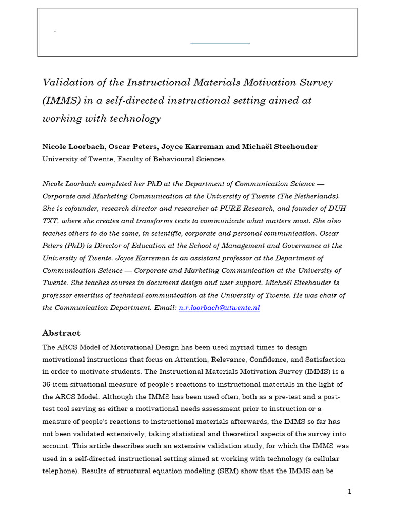 Postprint Version Loorbach Et Al BJET 2015 | PDF | Cognition