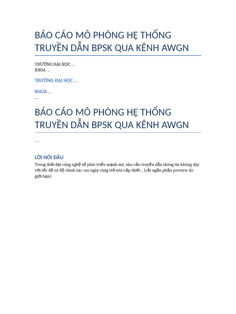 Baocao Hoanchinh BPSK Awgn | PDF
