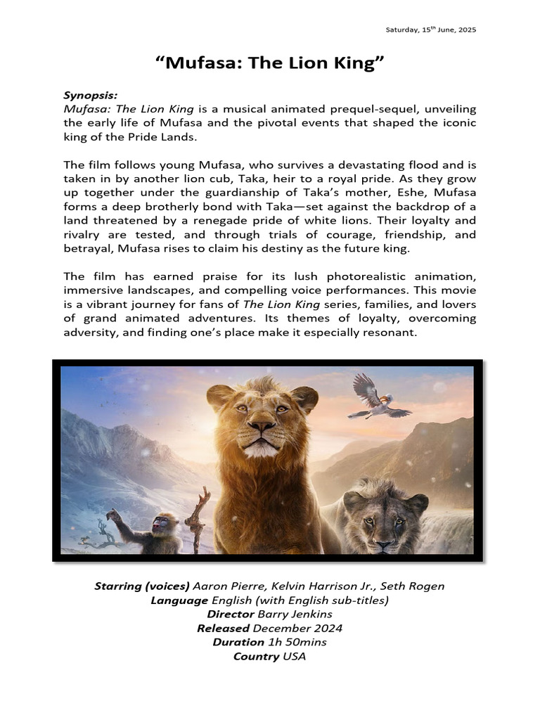 Mufasa - The Lion King | PDF