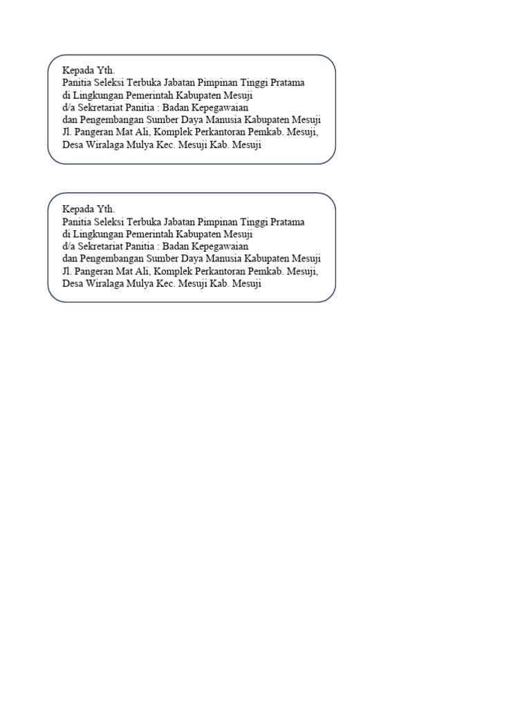 AMPLOP Kepada Yth | PDF