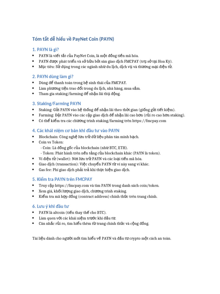 Tom Tat PayNet Coin PAYN | PDF