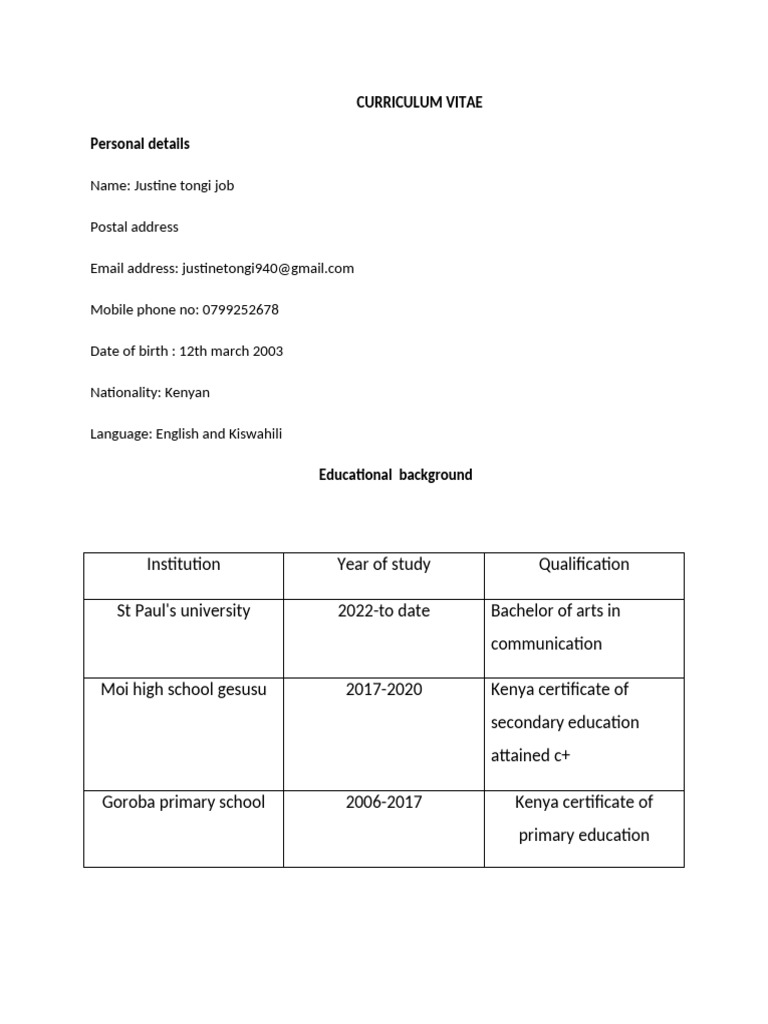 Curriculum Vita-Wps Office | PDF