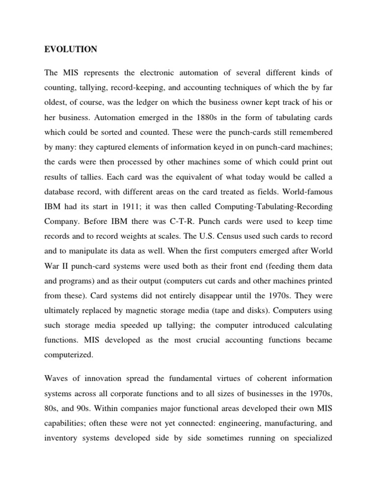 Evolution of MIS | PDF | Management Information System | Media Technology