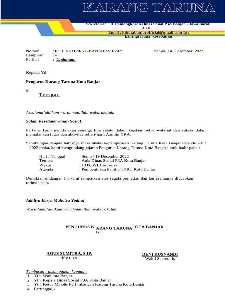 Undangan Panitia TKKT | PDF