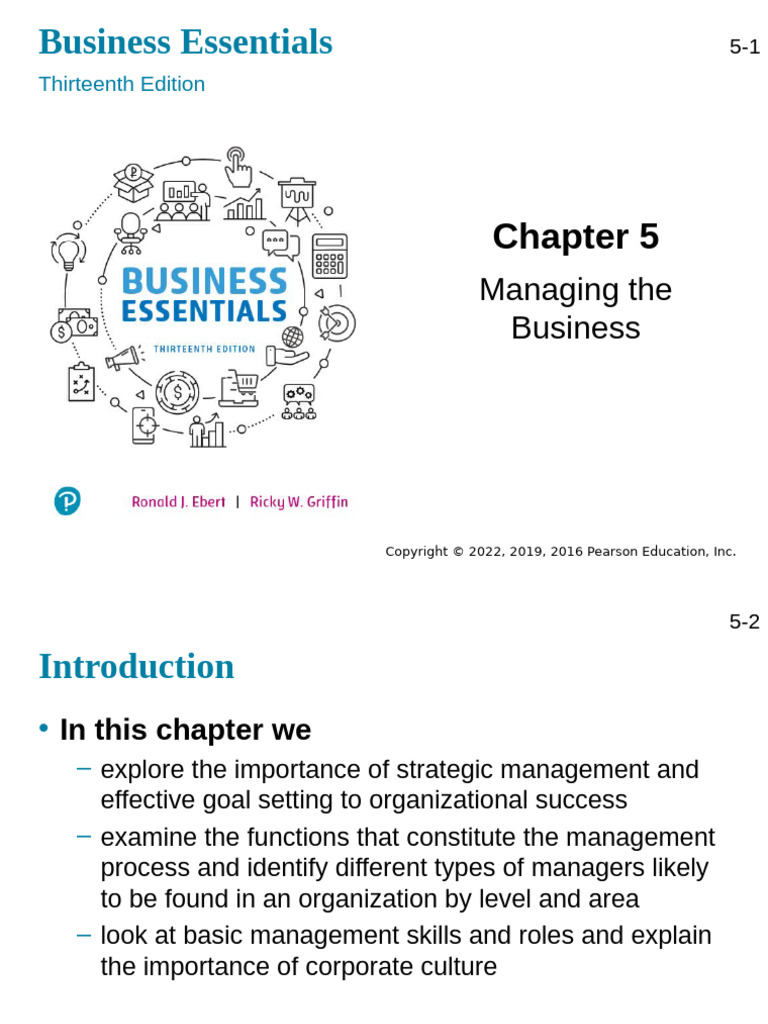Bus MGT CH 5 - Managing The Business | PDF | Goal | Strategic Management