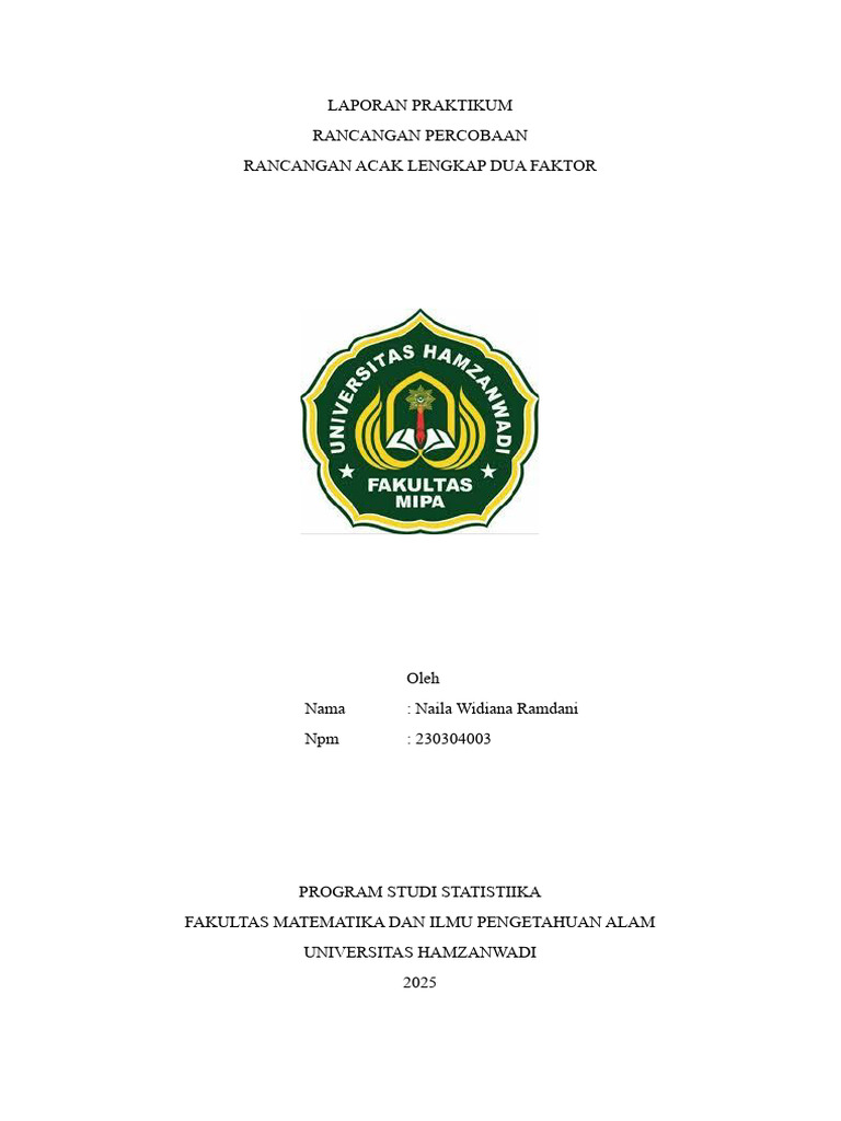 Laporan Praktikum-5 Rancob 2025 RAL Faktorial (230304003 - Naila ...