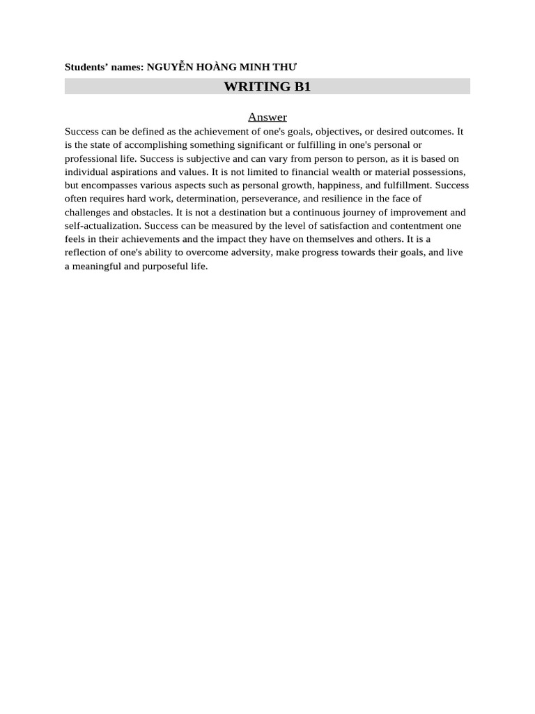 Writing B1 - Definition para | PDF