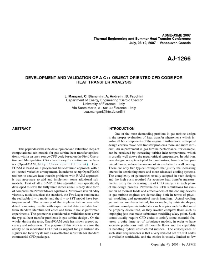 ASME-JSME2007 Paper 1266 | PDF | Computational Fluid Dynamics | Mach Number